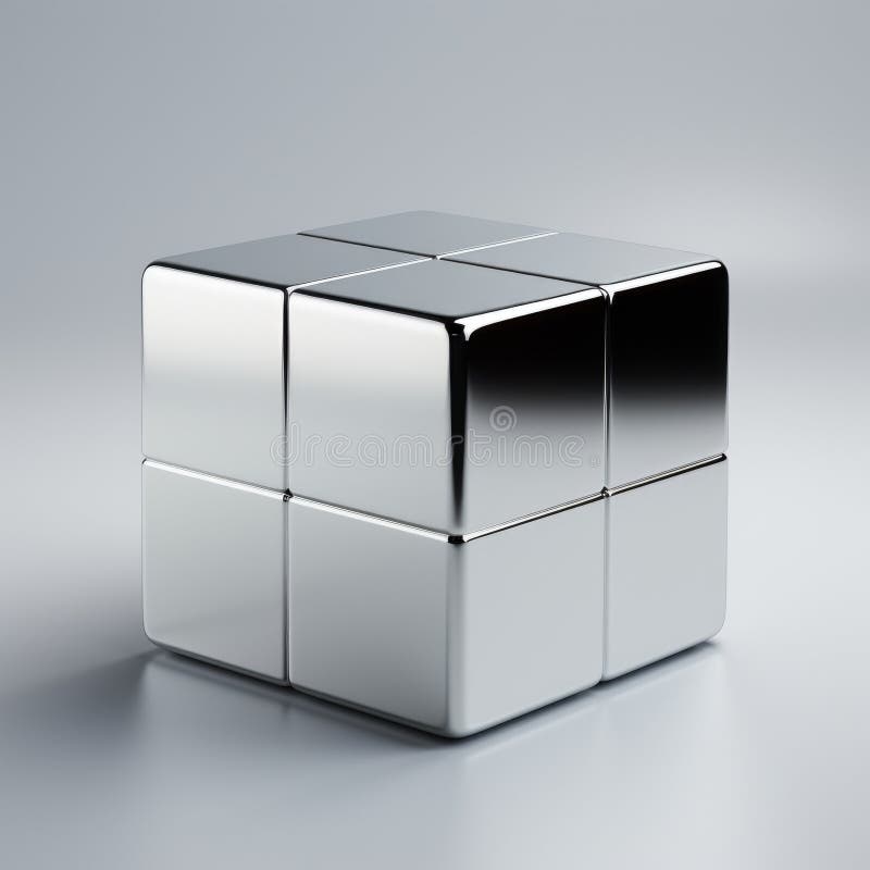 A Shiny Silver Cube Sitting on Top of a Table. Stock Illustration ...