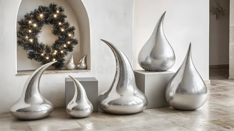 Shiny Silver Decor in Modern Interior Design Stock Illustration ...
