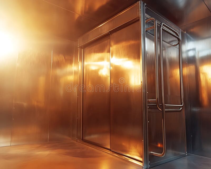 A Shiny Silver Door with a Metal Handle Stock Photo - Image of modern ...