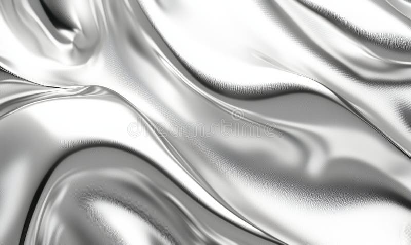Shiny Silver Fabric Texture with Smooth Waves and Elegant Draping Stock ...