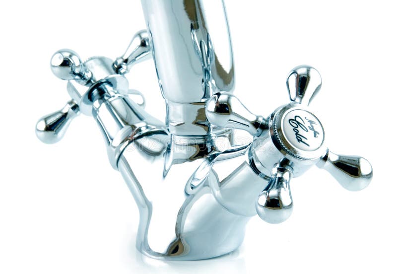 Shiny Silver Faucet Isolated on White Stock Photo - Image of cold, home ...