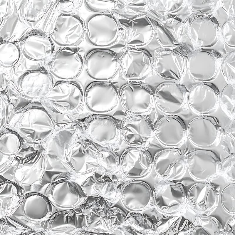 Shiny Silver Foil with Bubble Wrap Pattern Creates a Modern, Abstract ...