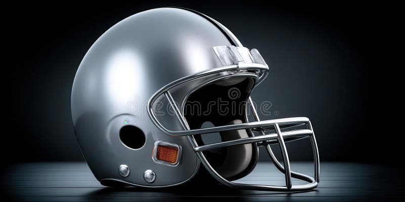 Shiny Silver Football Helmet on a Dark Surface with Dramatic Lighting ...