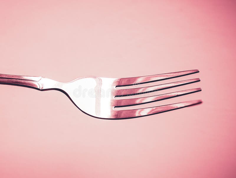 Shiny Silver Fork Close-up in Pink Space Stock Photo - Image of color ...