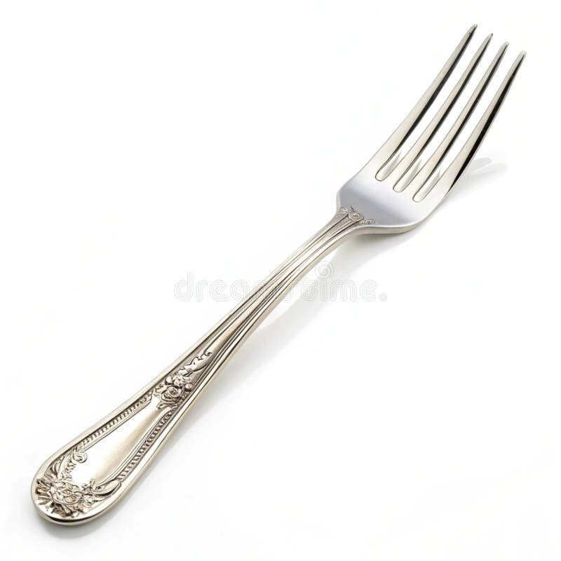 Shiny Silver Fork Isolated on White Background Stock Illustration ...