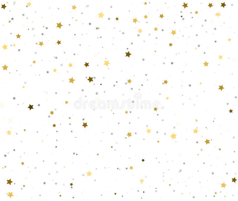 Shiny Silver and Gold Star Confetti Floating on White Surface. Stock ...