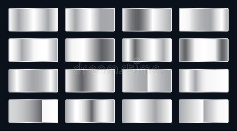 Set of Silver Gradients. Metallic Squares Collection Stock Vector - Illustration of element ...