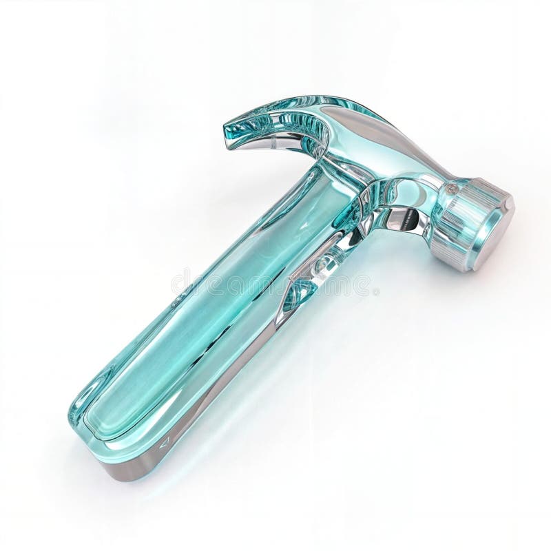 Shiny Silver Hammer on a White Background, AI-generated. Stock ...