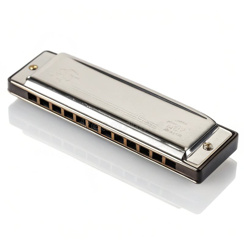 Shiny Silver Harmonica Isolated on White Background Stock Illustration ...