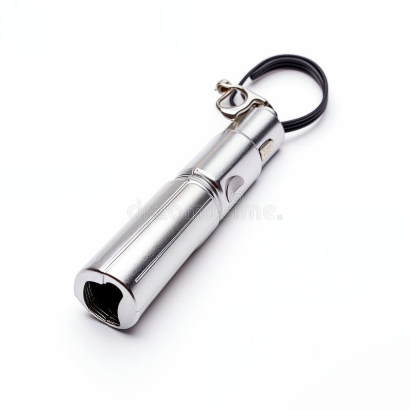 Shiny Silver Keychain with Minimalistic Design on White Background ...