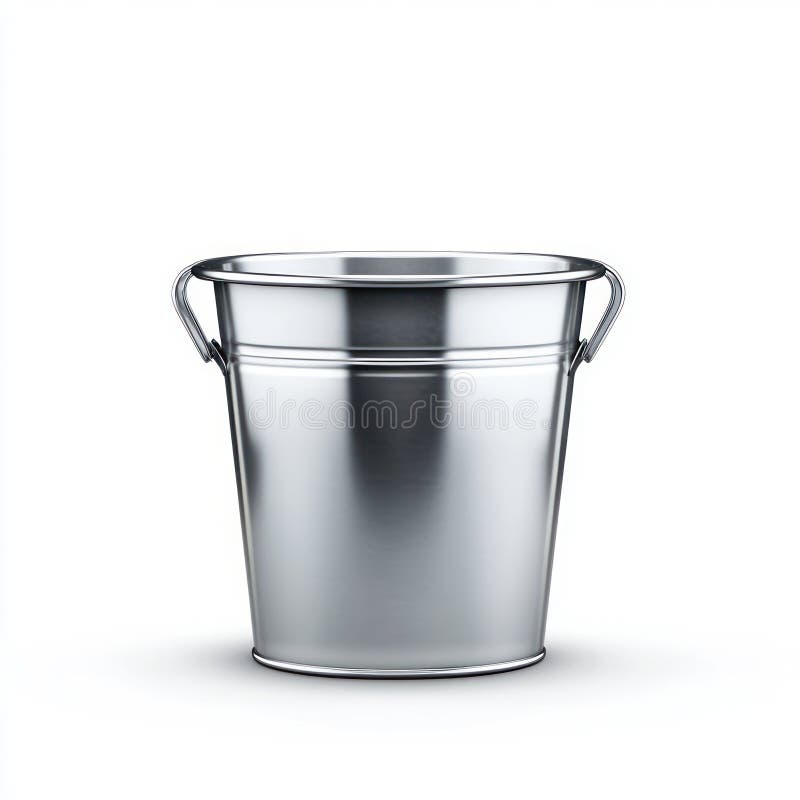 Shiny Silver Metal Bucket with Handle Stock Illustration - Illustration ...