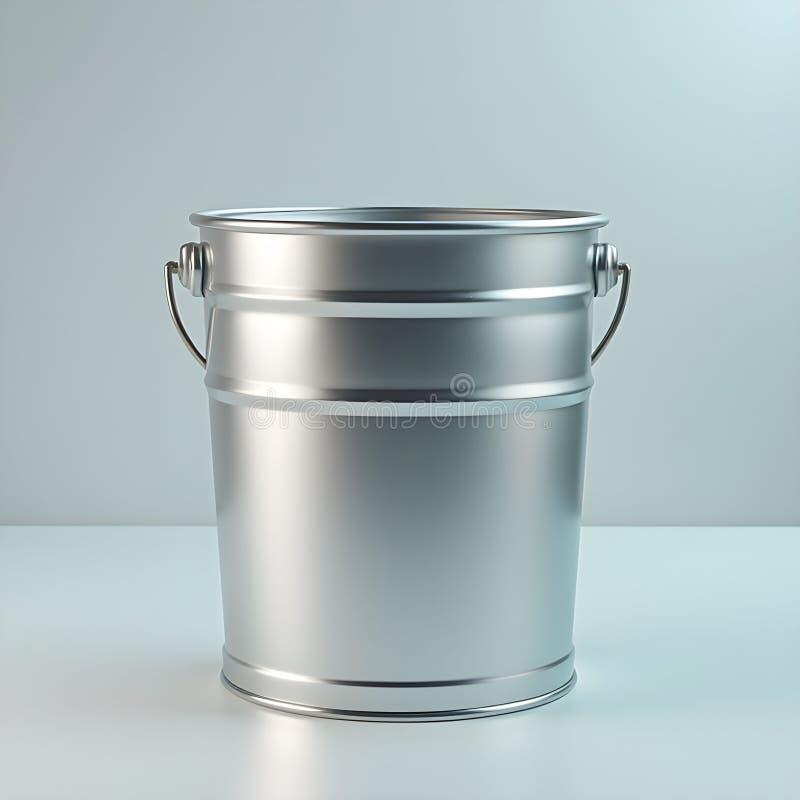 Silver Metal Bucket Container Pail Object Empty Shiny Metallic Storage ...