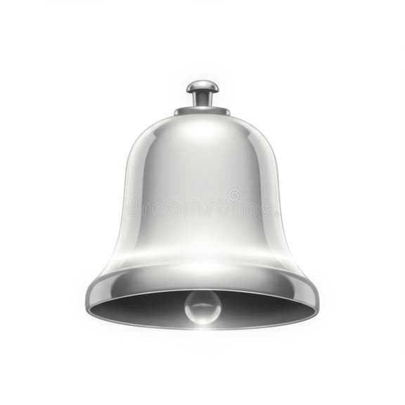 Shiny Silver Metallic Service Bell Isolated on White Background Render ...