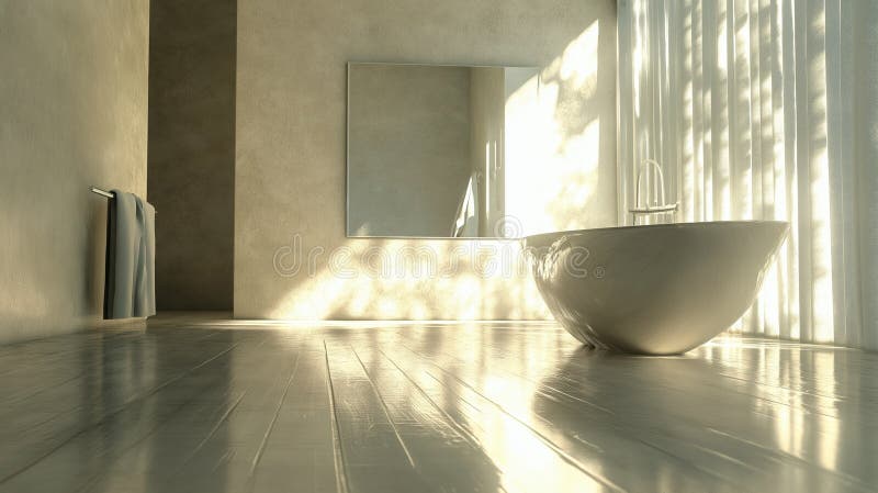 Mirror Reflecting the Sunlight in a Spacious Bathroom Stock Photo ...
