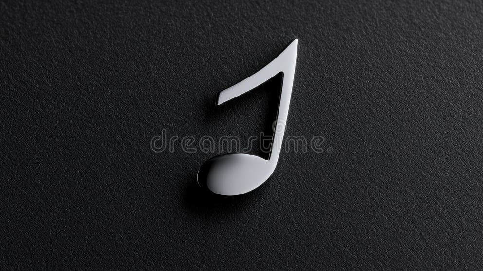 A Shiny Silver Musical Note on a Black Background. Stock Image - Image ...