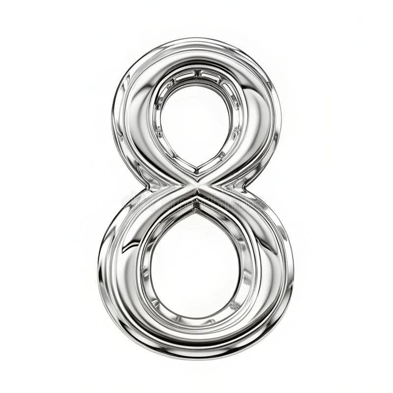 Shiny silver number 8 stock illustration. Illustration of emblem ...