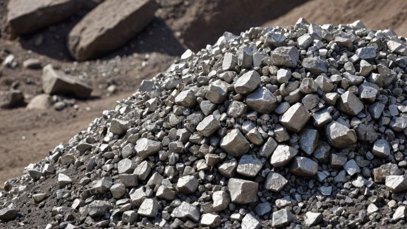 Shiny Silver Ore Heap a CloseUp Snapshot of Mining Minerals Stock ...