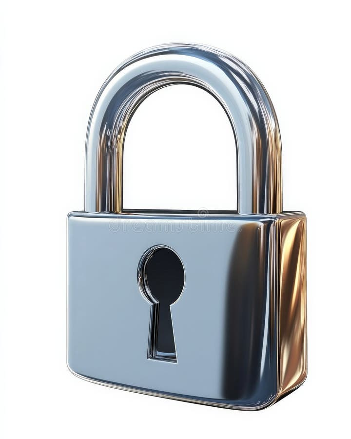 A Shiny Silver Padlock with a Keyhole, Reflecting Light, Against a ...