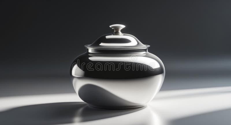 Shiny Silver Pot Lid Sits Black Background Stock Photos - Free ...