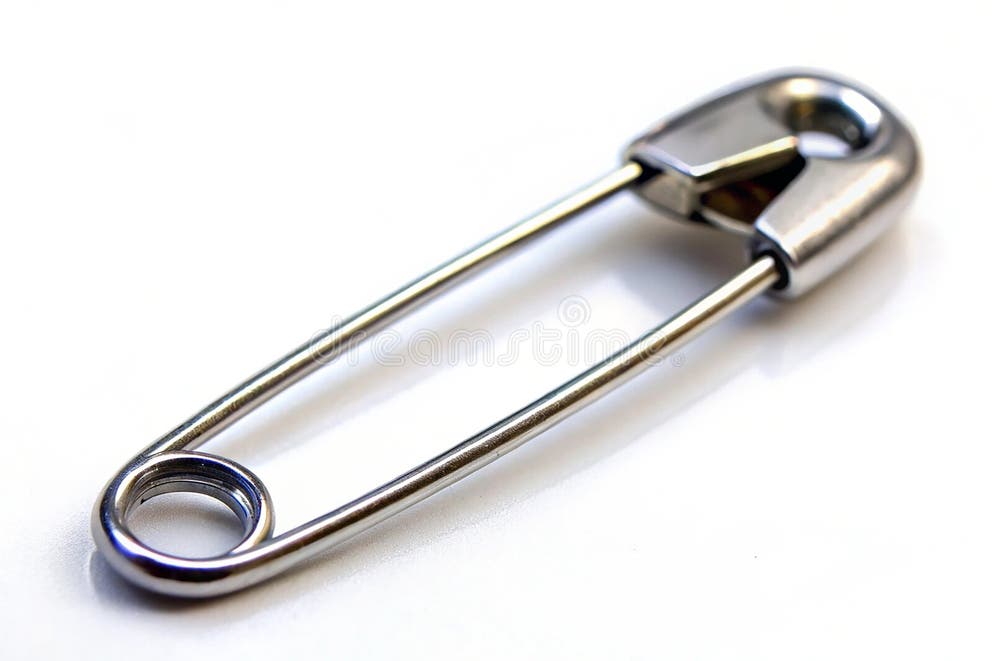 Shiny Silver Safety Pin with Sharp Point Exposed Stock Illustration ...