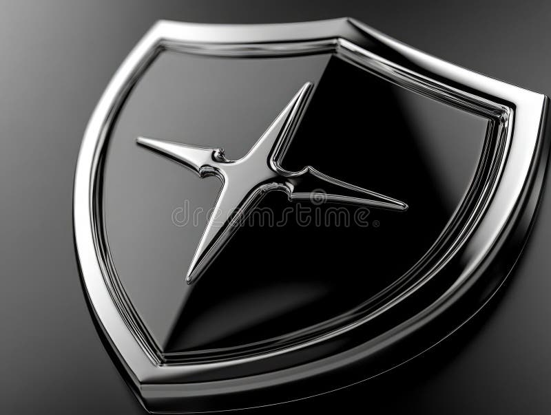 A Shiny Silver Shield with a Star on it Stock Photo - Image of model ...