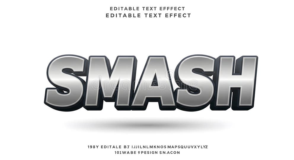 Shiny Silver Smash Text Effect, Editable Layers for Graphic Design ...