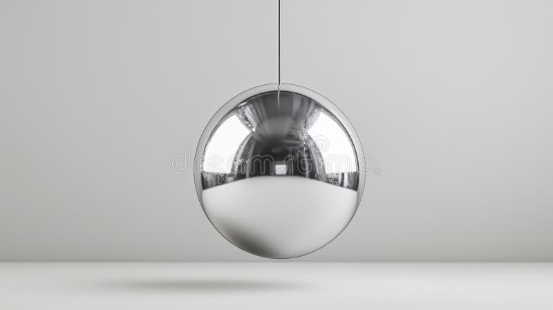 A Shiny Silver Sphere Suspended by a Thin Wire. Stock Photo - Image of ...