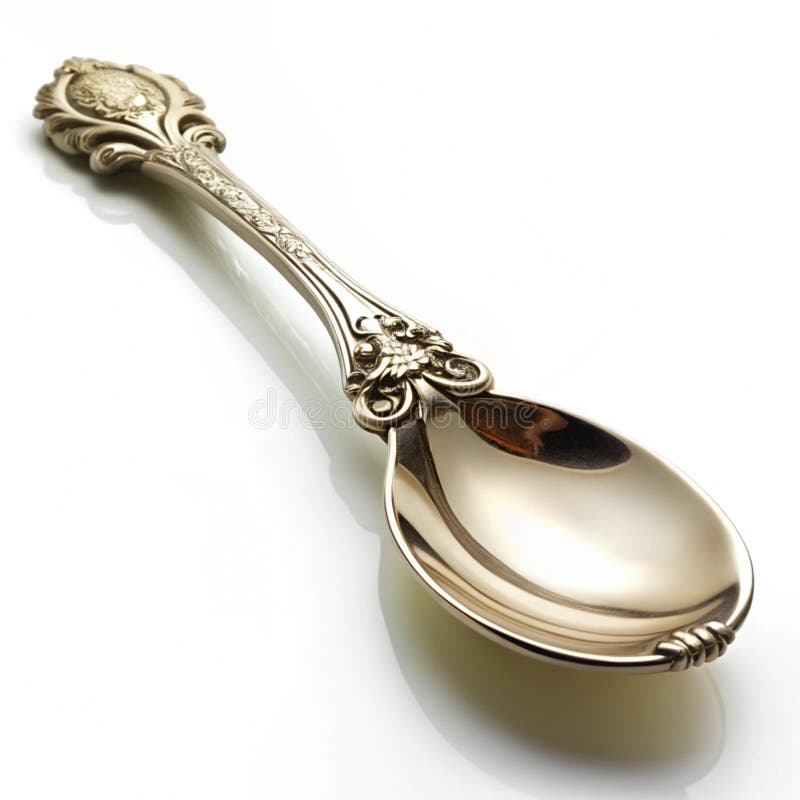 Shiny Silver Spoon Close-up Stock Illustration - Illustration of ...