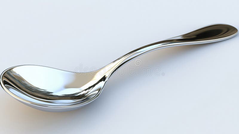 Shiny Silver Spoon Lying on a White Tablecloth Stock Illustration ...