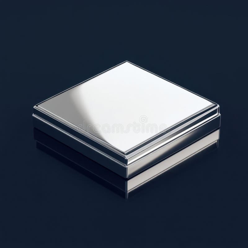 Shiny Silver Square Box on a Black Background Stock Illustration ...