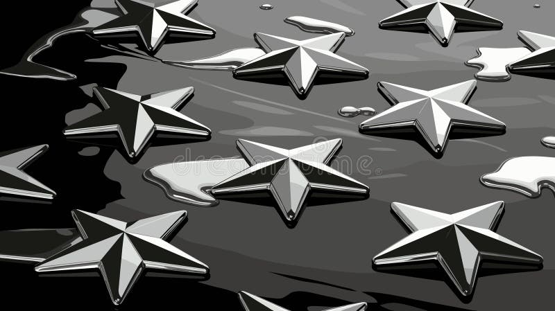 Shiny Silver Stars on Black Liquid Background Stock Vector ...