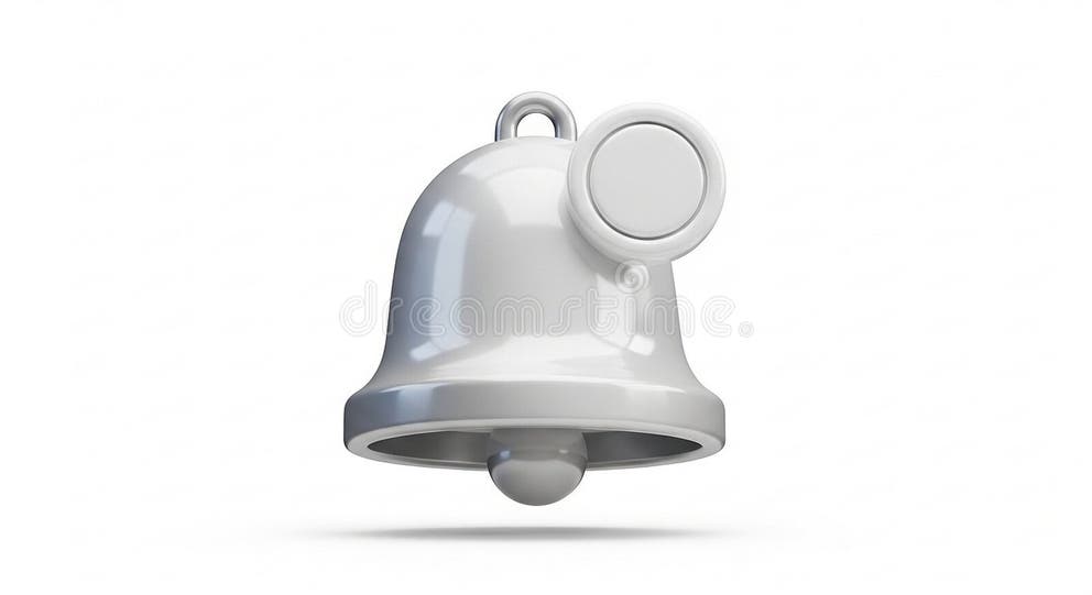 Shiny Silver-white Bell with Smooth Surface and Rounded Top. Features a ...
