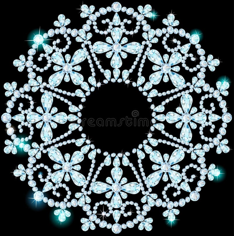 Snowflake Made of Precious Stones on Black Background Stock Vector ...