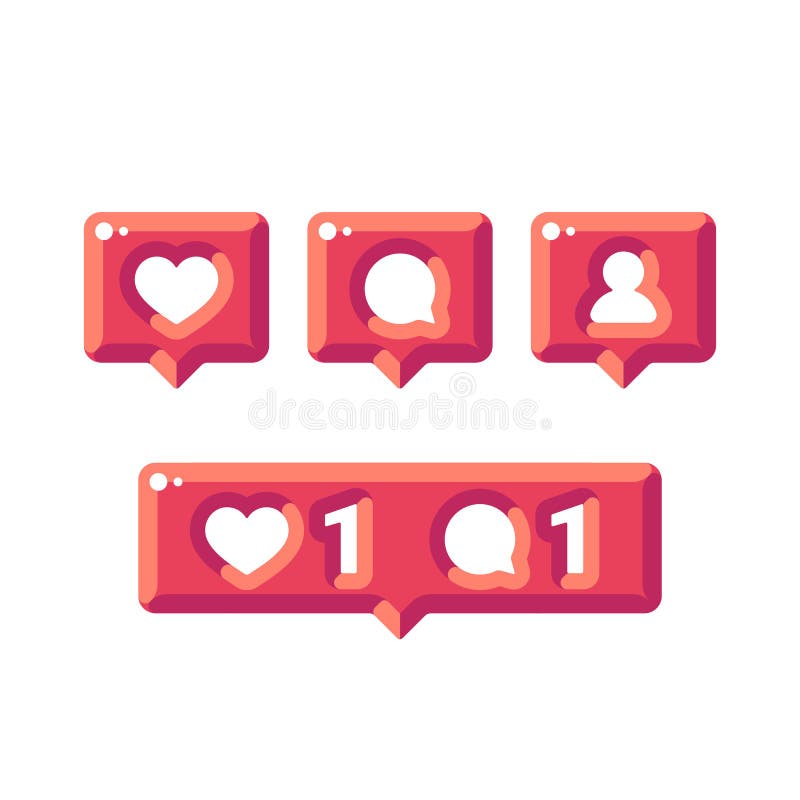 Social Media Notification Icons. Like and Comment Stock Vector ...