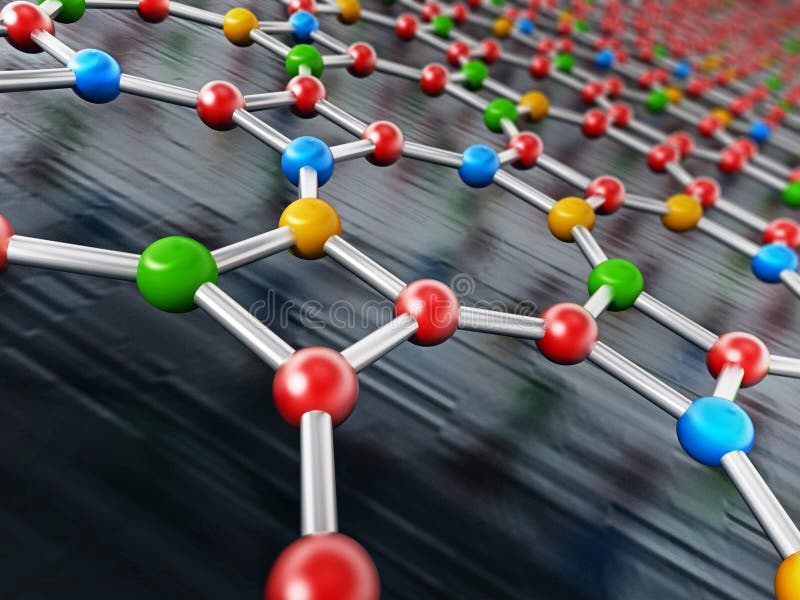 Shiny Spheres on Hexagon Network Background. 3D Illustration Stock ...