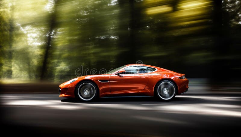 Shiny Sports Car Driving on Asphalt Track Generative AI Stock ...