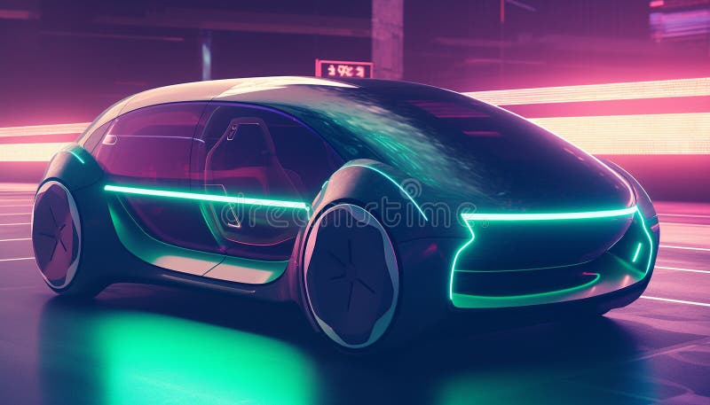 Shiny Sports Car Glows in Blurred Motion Generated by AI Stock ...