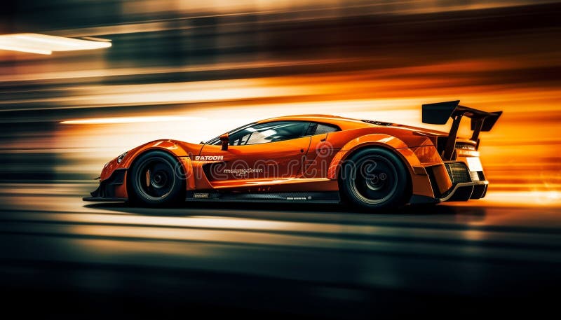 Shiny Sports Car Speeds on Illuminated Asphalt Generative AI Stock ...