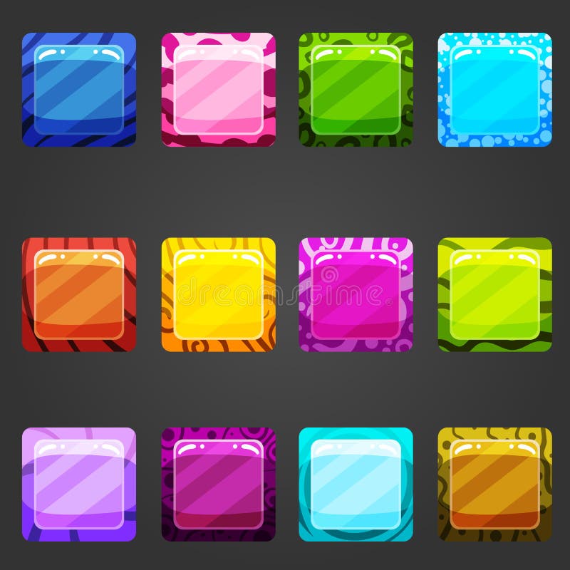Shiny square buttons stock illustration. Illustration of interface ...