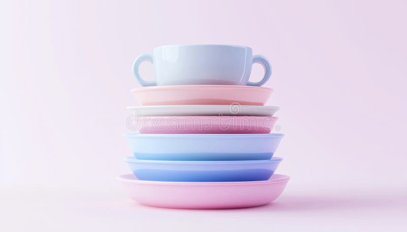 Shiny Stack of Clean Dishes Stock Photo - Image of house, clean: 384807740