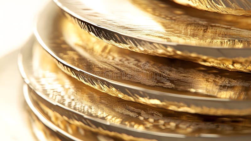Shiny Stack of Gold Coins with Detailed Textures and Reflective ...