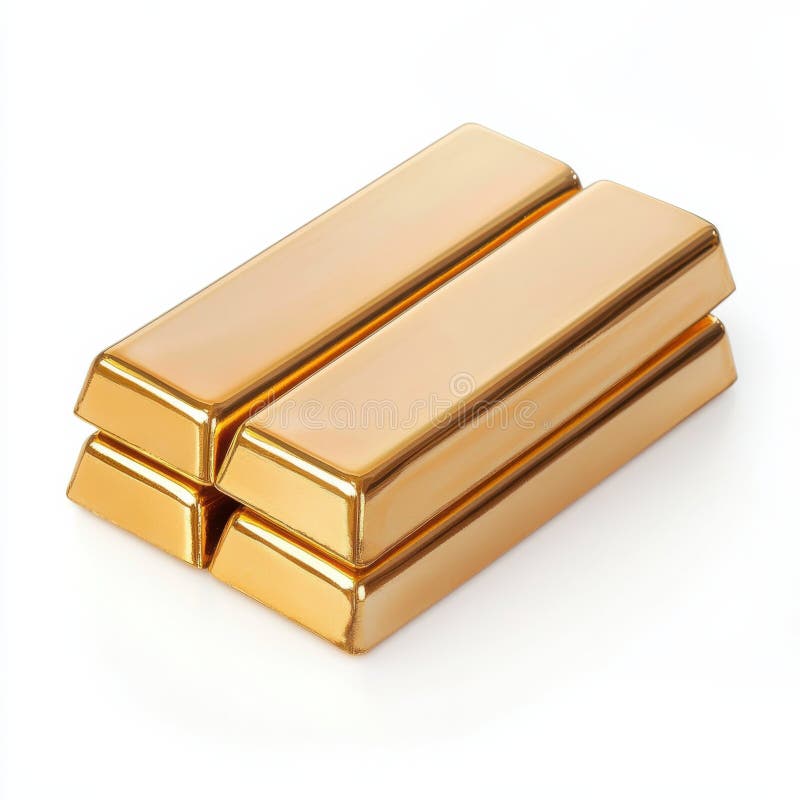 Shiny Stack of Rectangular Gold Ingots on White Background Stock ...