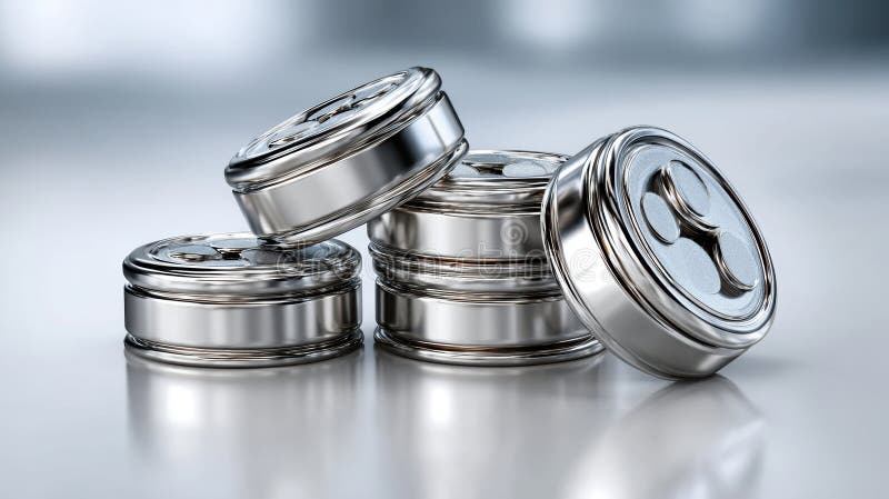 Shiny Stacked Magnets on Reflective Surface in Natural Light Stock ...