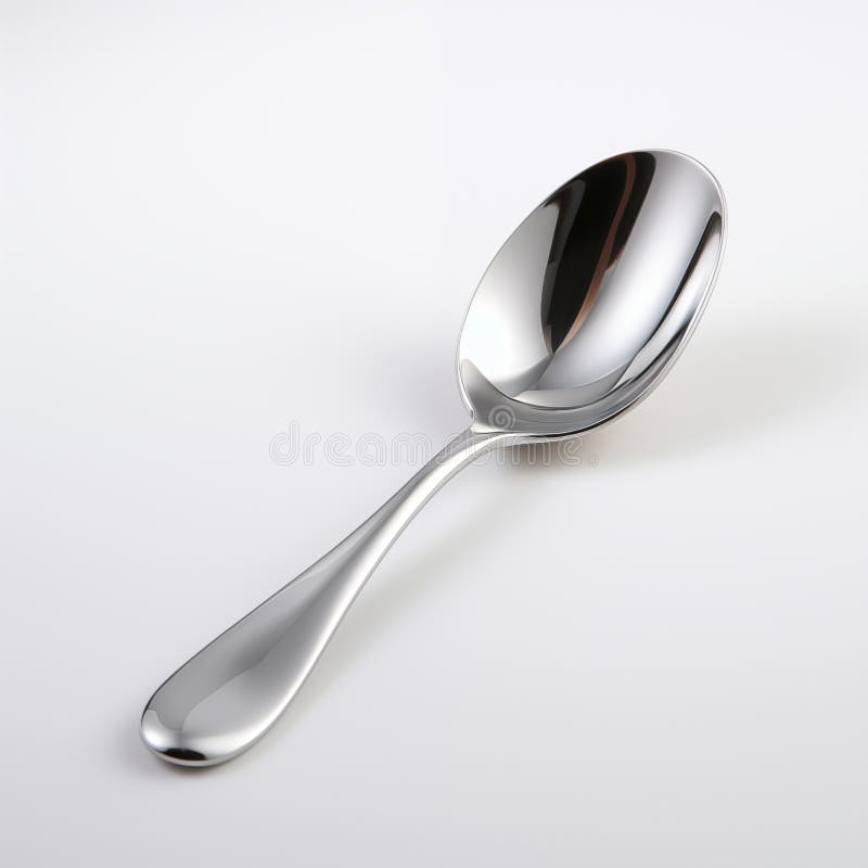 Shiny Stainless Steel Spoon Isolated on White Background Stock ...