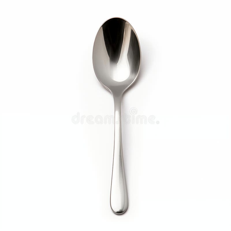 Shiny Stainless Steel Spoon with Smooth Handle Isolated on a White ...