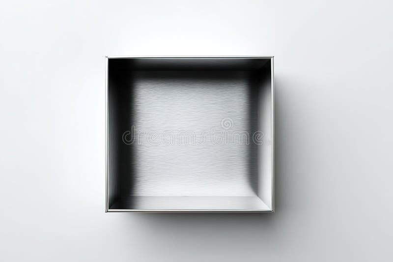 Shiny Stainless Steel Square Container on a Light Background Showcasing ...
