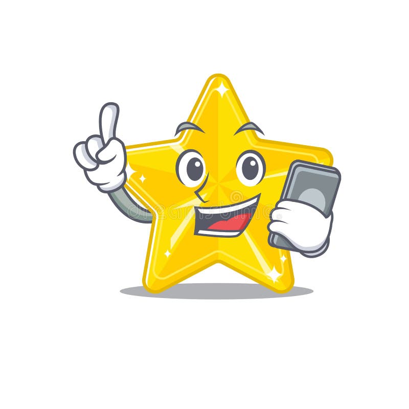 Shiny Star Cartoon Character Speaking on Phone Stock Vector ...