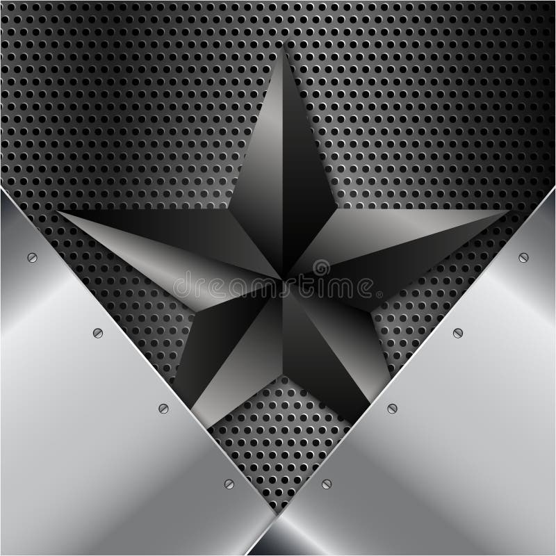Shiny Star Metal Background with Screws on Perforated Texture. Stock ...
