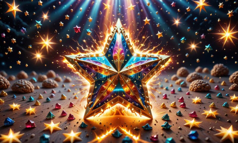 A Shiny Star Surrounded by Many Shiny Stars Stock Photo - Image of ...