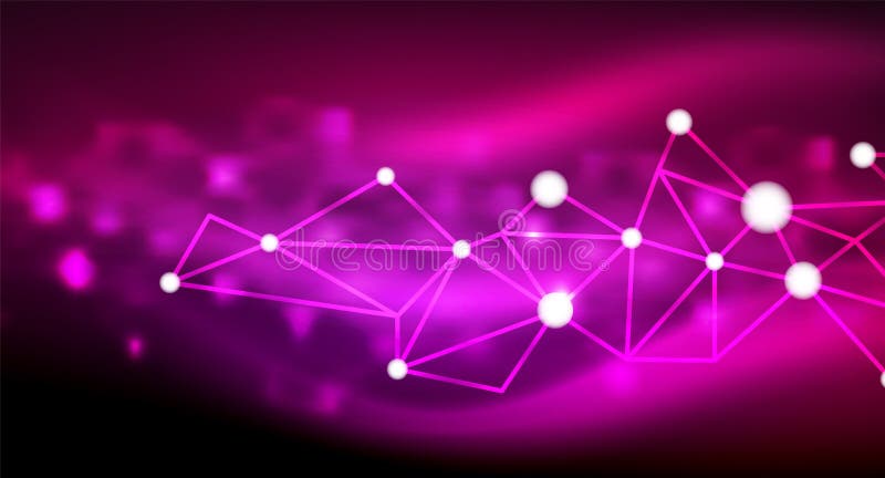 Shiny Stars, Neon Glowing Digital Connected Light Dots Stock Vector ...